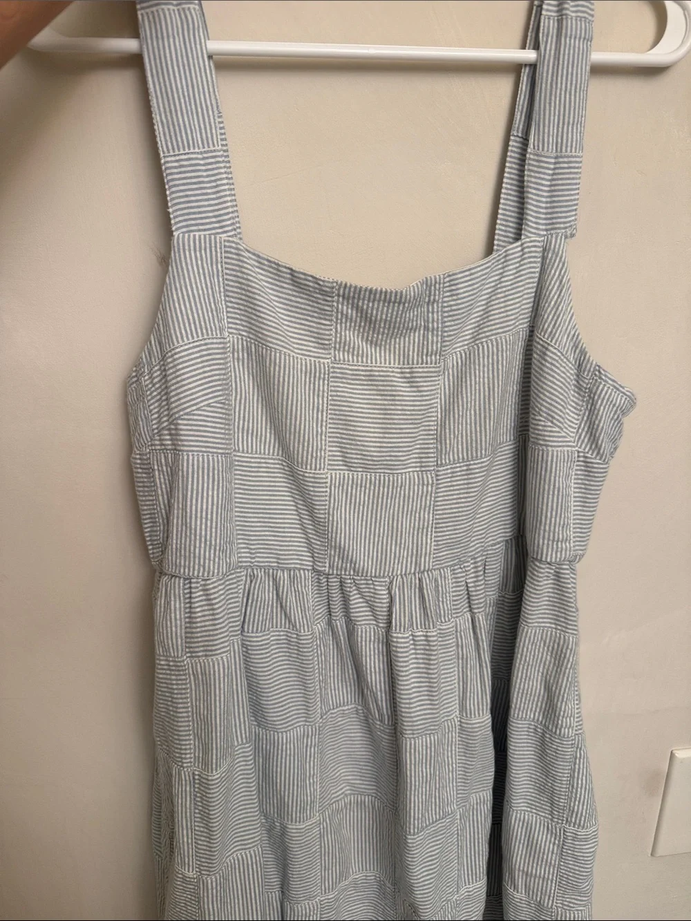 Madewell | Dresses | Madewell Light Blue Seersucker Midi Dress | Poshmark